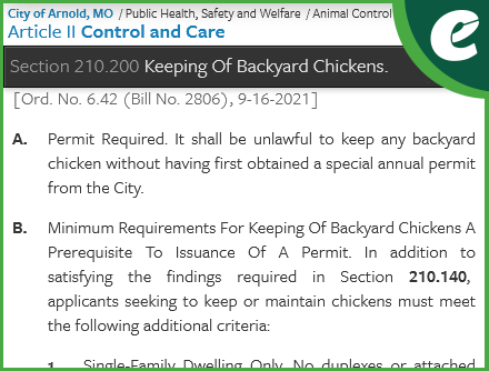 Backyard Chickens Legislation - General Code