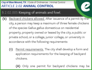 Backyard Chickens Legislation - General Code