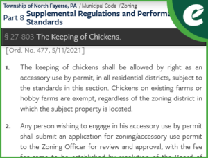 Backyard Chickens Legislation - General Code