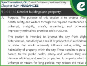 Blighted Property Legislation - General Code