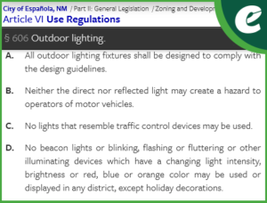 Light Pollution Legislation - General Code