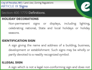 Holiday Lights Legislation - General Code