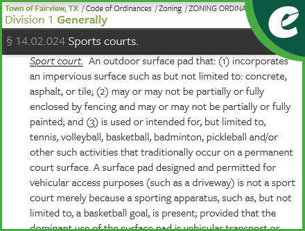 Pickleball Noise Legislation - General Code