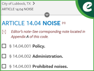 Entertainment Noise Legislation - General Code