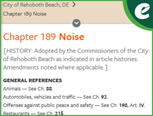 Entertainment Noise Legislation - General Code